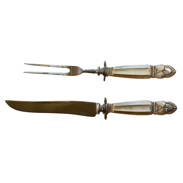 Sterling handles carving set For Sale at 1stDibs