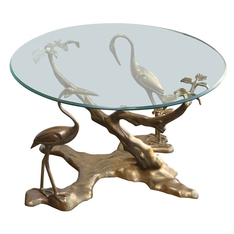 1960's Bronze Cranes Coffee Table For Sale at 1stDibs