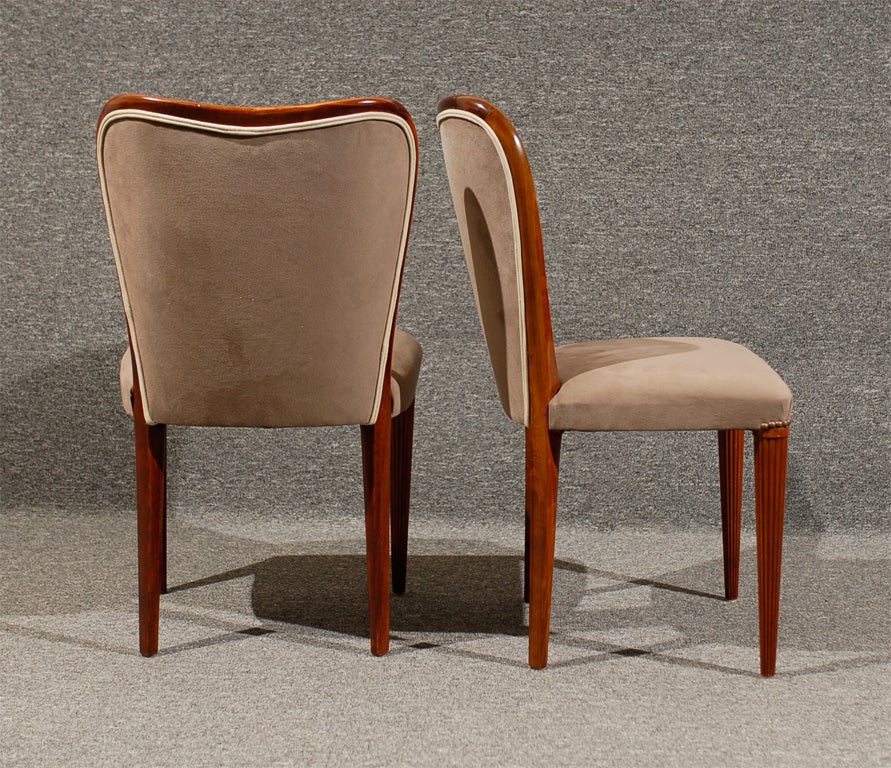 Set of Six Newly Upholstered Swedish Art Moderne Dining Chairs at 1stDibs