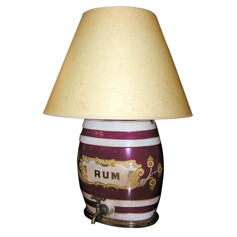 19th Century Glazed Ceramic "Rum" Keg, Wired as a Lamp at 1stDibs