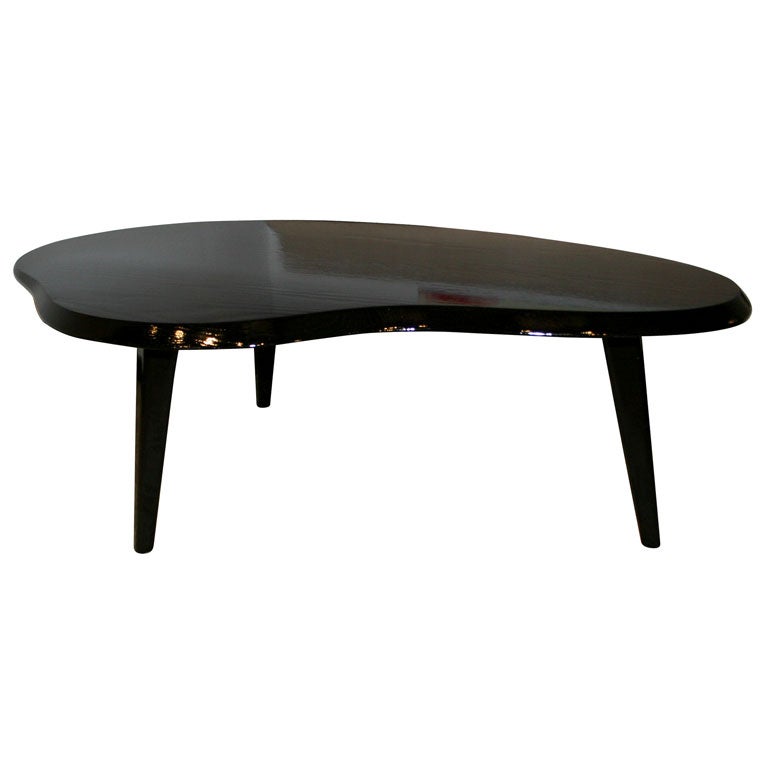 Black Lacquer Kidney Shaped Cocktail Table at 1stDibs