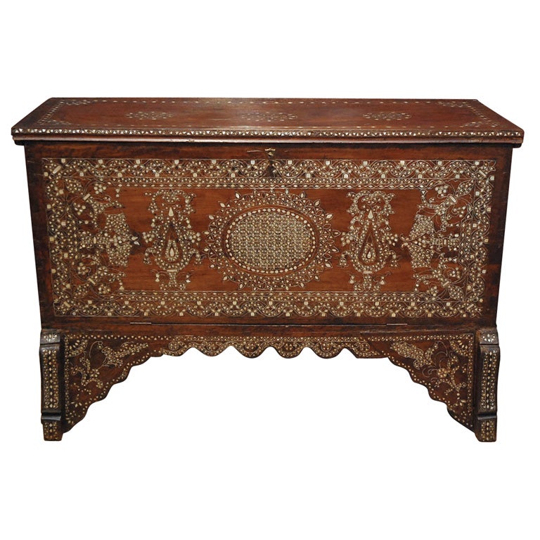 Syrian Walnut and Inlaid Levantine Shell Buffet at 1stDibs