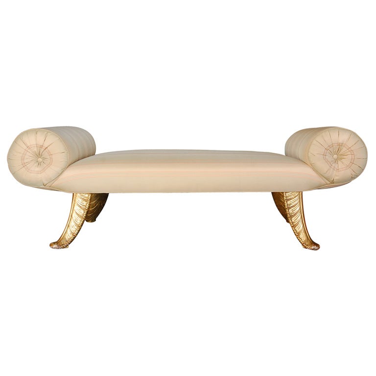 Scroll Bench with Gilded Carved Legs at 1stDibs