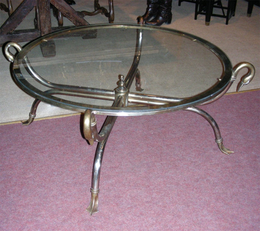 1980s Brass and Glass Coffee Table For Sale at 1stDibs