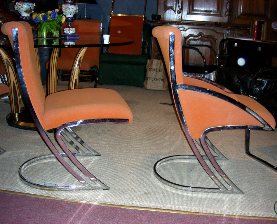 Four 1980s Chairs and Two Matching Armchairs For Sale at 1stDibs