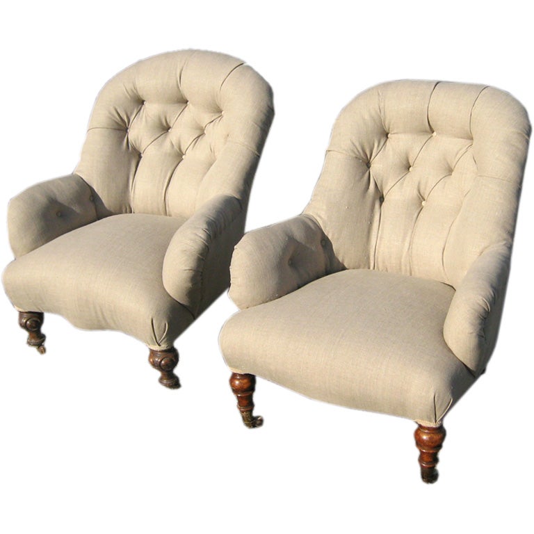 Rounded arm small club chairs at 1stDibs