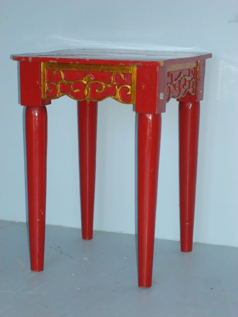 Small Square Red Painted Side Table with Pineapple Motif For Sale at ...