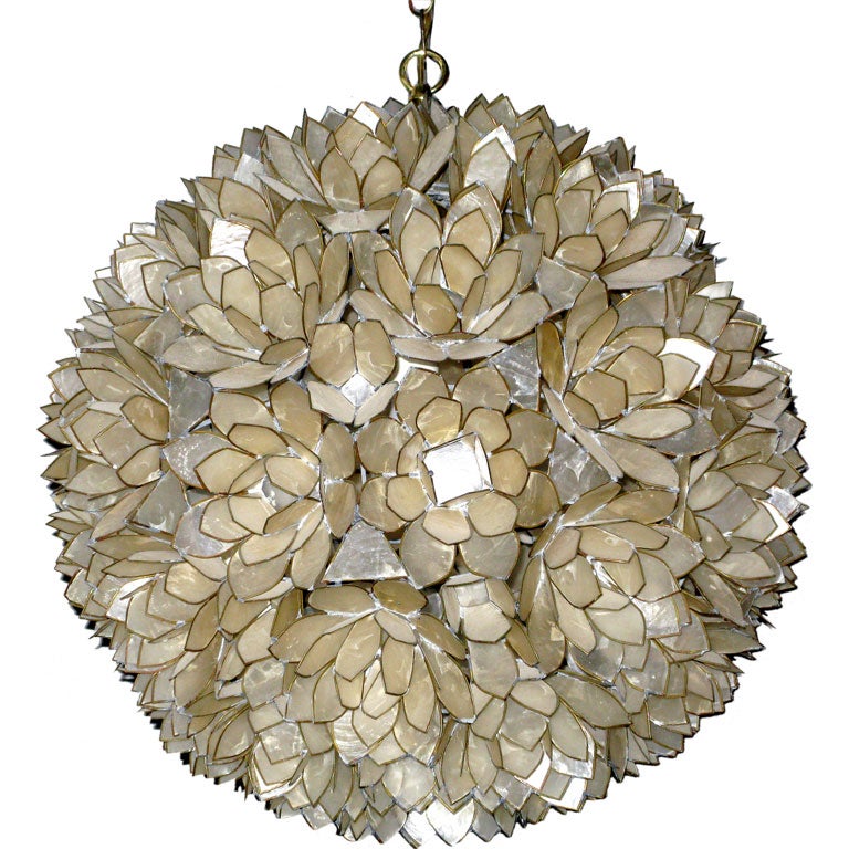 Sphere Chandelier with Abalone Shell Flowers at 1stDibs