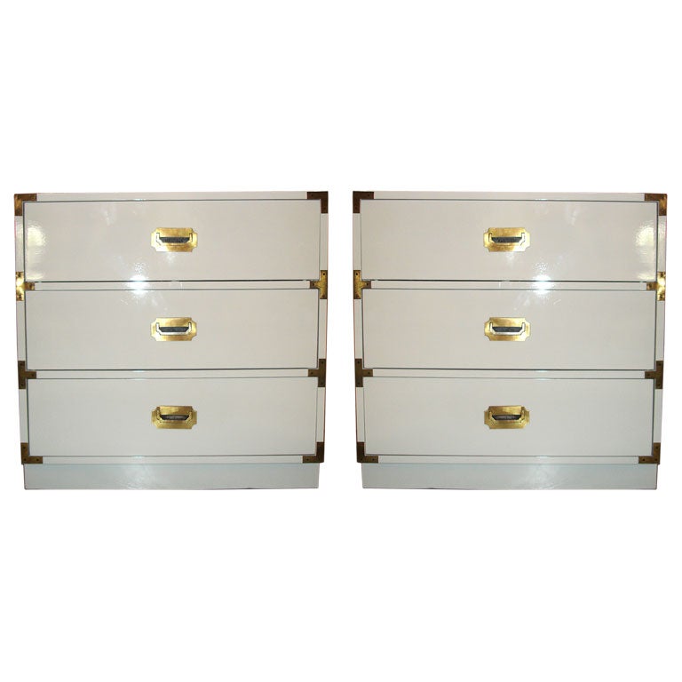 Pair of Campaign Style Chests at 1stDibs