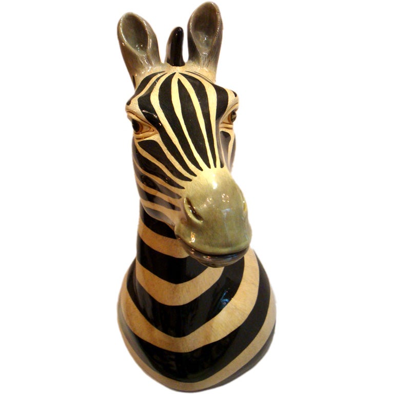 Zebra Wall Mounted Zebra Bust by Sergio Bustamante at 1stDibs