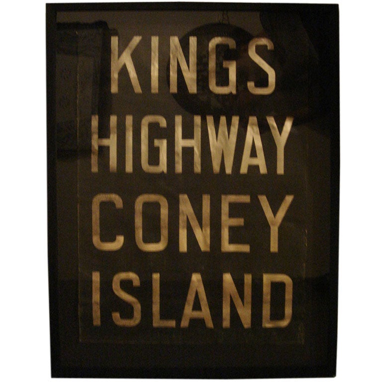 Vintage New York Subway Sign in Custom Frame - "Coney Island" at 1stDibs