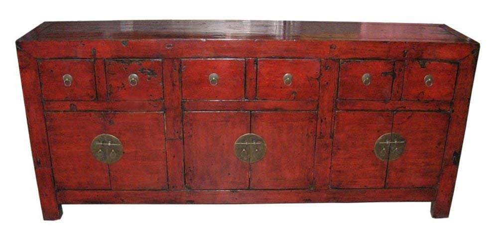 Red Lacquer Buffet at 1stDibs