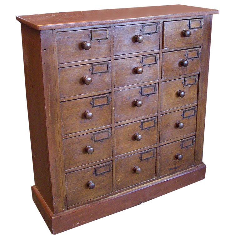 DUPLICATE PAIR of Banks of Antique Drawers at 1stDibs