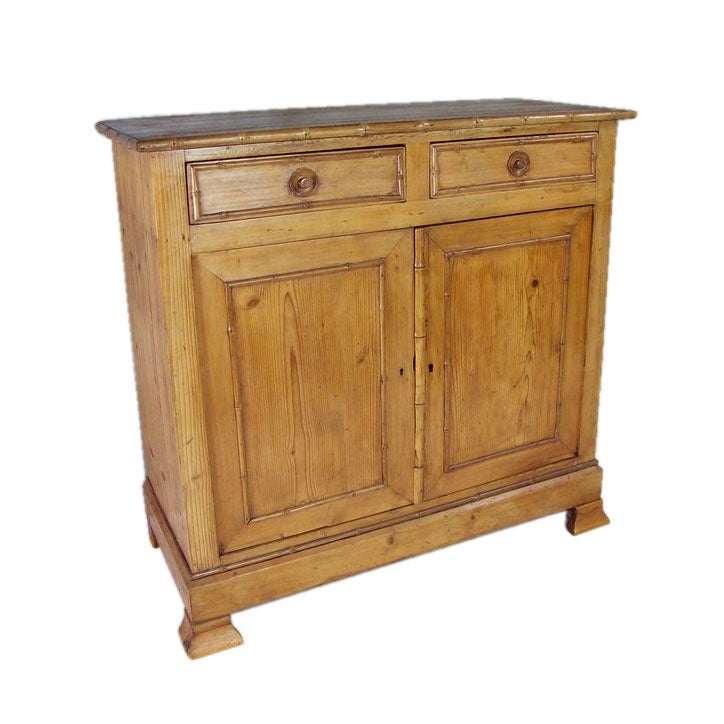 Antique French Pine Buffet with Faux Bamboo Trim at 1stDibs