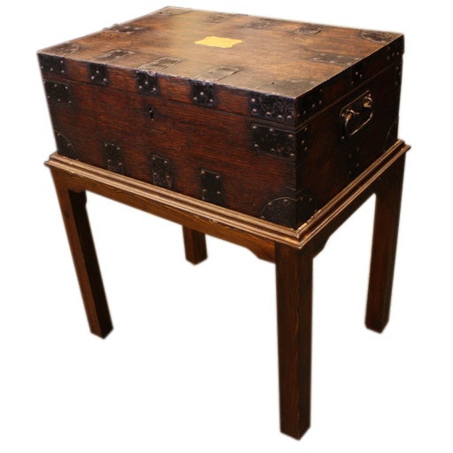 Antique English Deed Box on Stand at 1stDibs