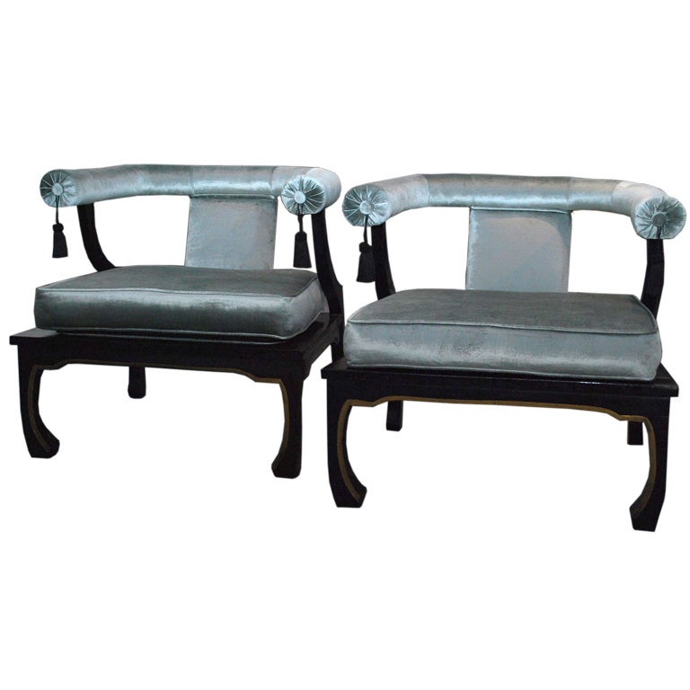 WONDERFUL PAIR OF ELEGANT ASIAN INSPIRED CHAIRS at 1stDibs