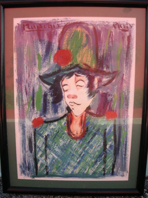 Pair Framed Water Color Clowns Signed by Francois Paris at 1stDibs ...