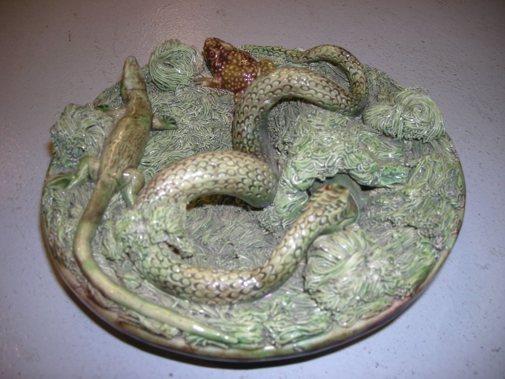 Pair 19th Century Majolica Palissy Plates at 1stDibs