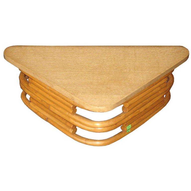 Small Low Rattan and Wooden Side Table at 1stDibs