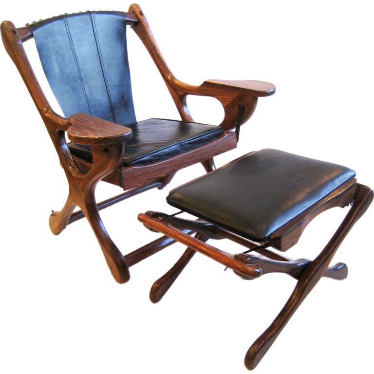 Don Shoemaker Studio Rosewood Lounge Chair and Ottoman at 1stDibs