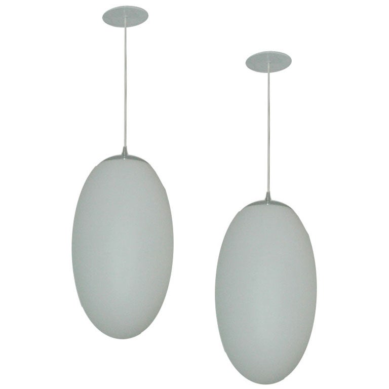 Satin Glass "egg" Pendant Lights at 1stDibs