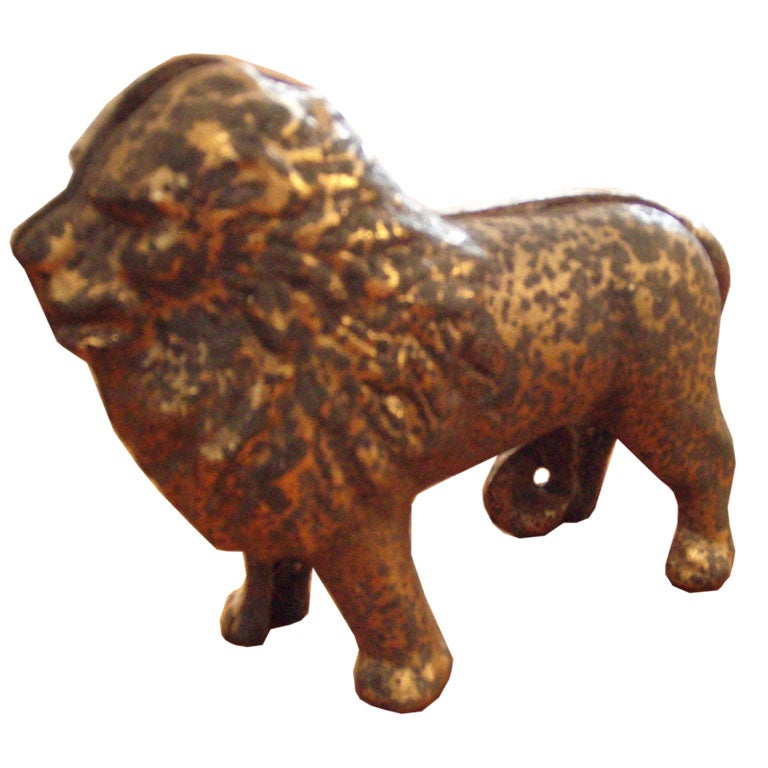 Cast Iron Lion Bank at 1stDibs