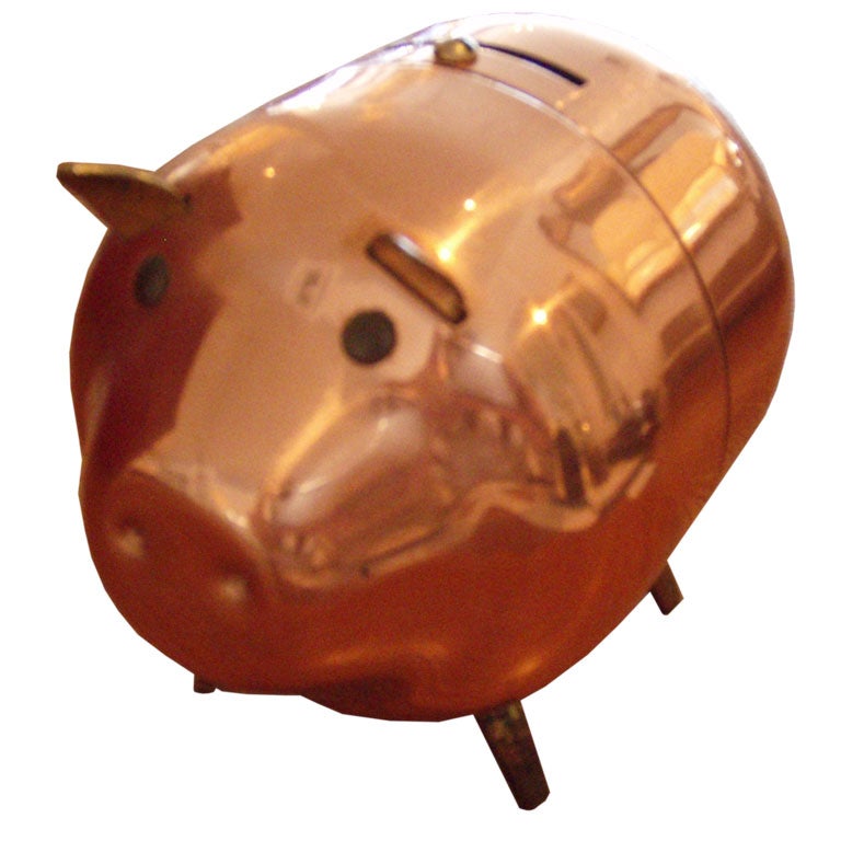 Copper and Brass Pig Bank at 1stDibs