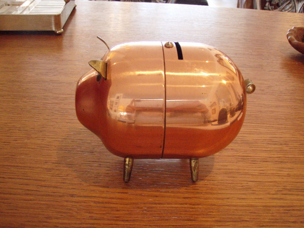 Copper and Brass Pig Bank at 1stDibs