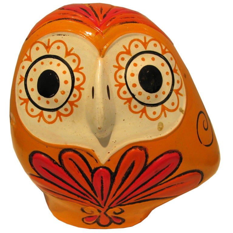 Orange Ceramic Owl Bank at 1stDibs