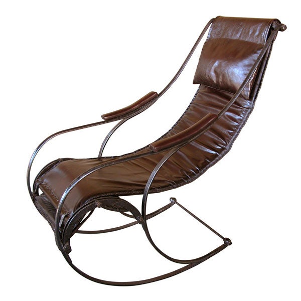 Unusual English Victorian Steel Frame Rocking Chair by Winfield at 1stdibs