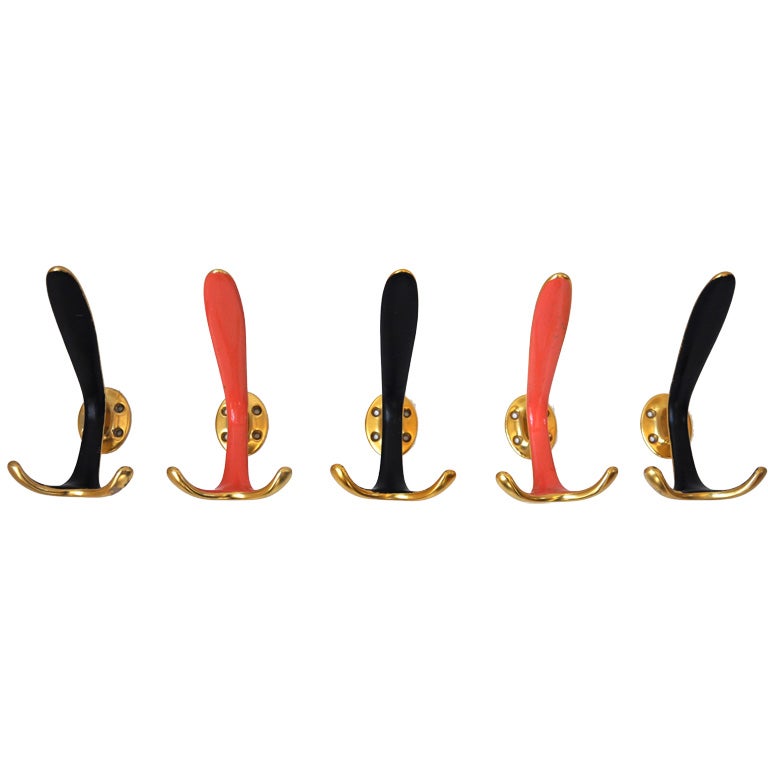 Five Coat Hooks - German at 1stDibs