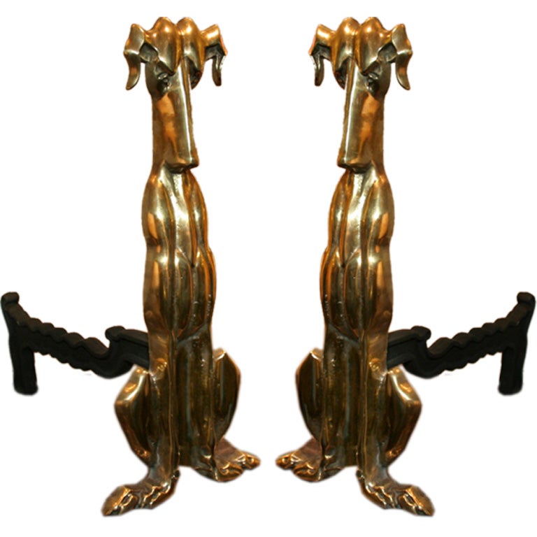 A Pair of Sculptural Dog Andirons at 1stDibs