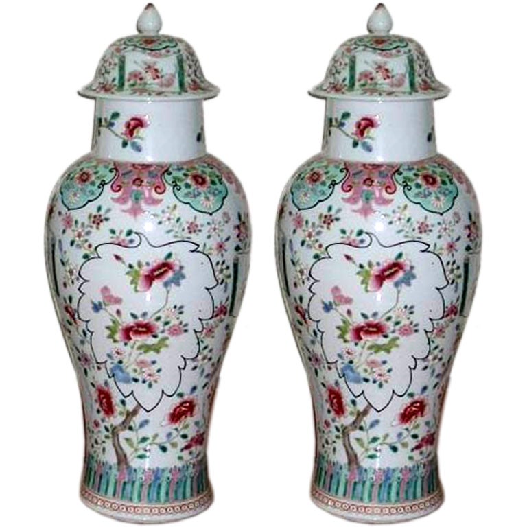 A Pair Of Porcelain Jars With Covers at 1stDibs