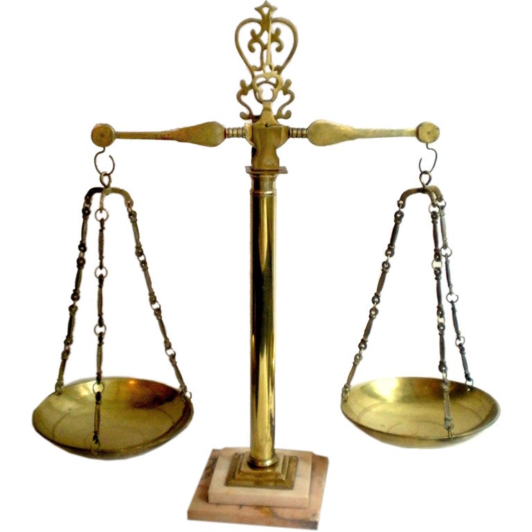 Tall Handsome Antique Brass Scale at 1stDibs