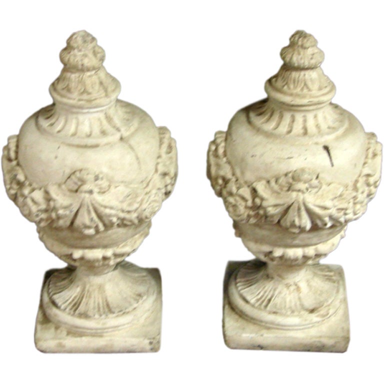 A Fine Pair of English Decorative Stone Finials at 1stDibs