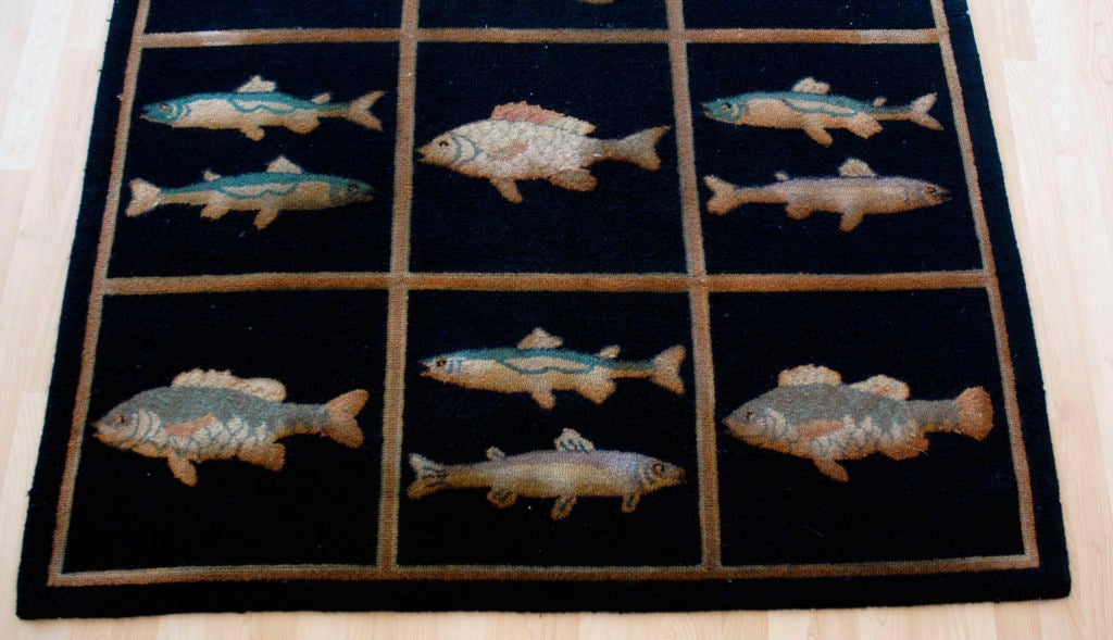Room Size Hooked Rug of Sporting Fish at 1stDibs