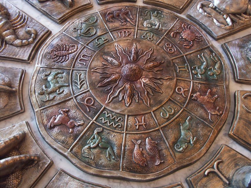 The Zodiac in Polychromed Plaster Relief at 1stDibs