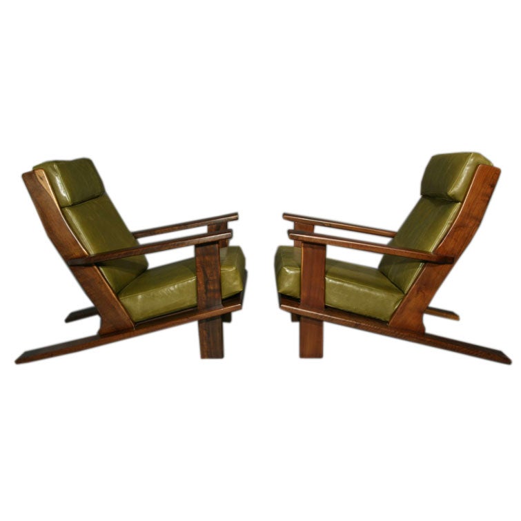 Pair of Brazilian paddle arm lounge chairs at 1stDibs