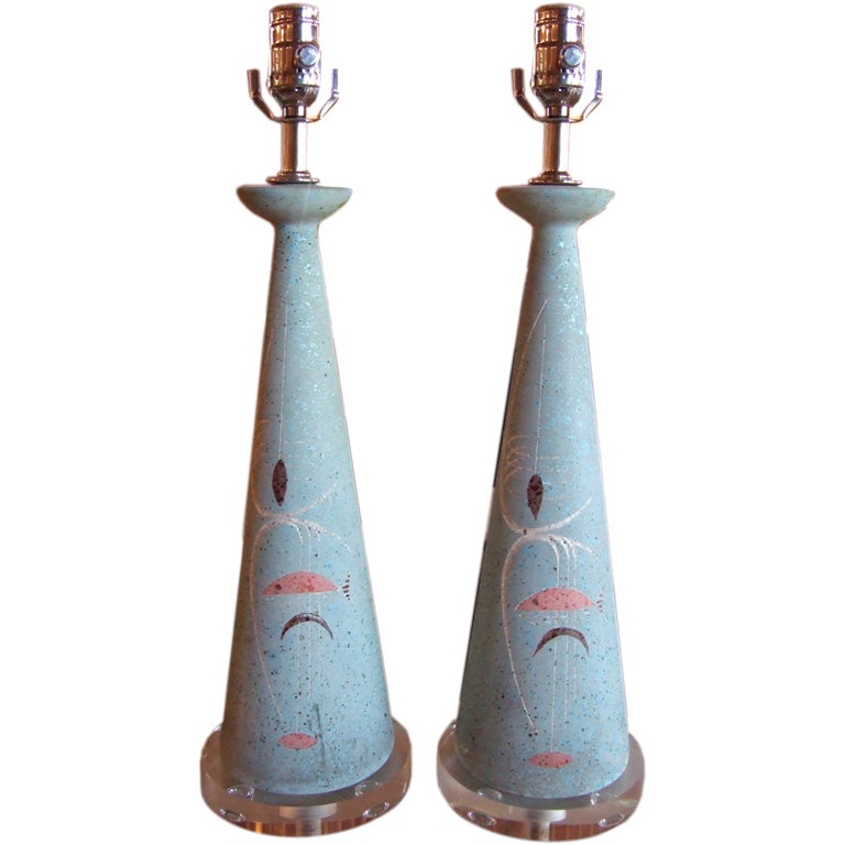 Pair of Mid Century Chalkware Lamps at 1stDibs