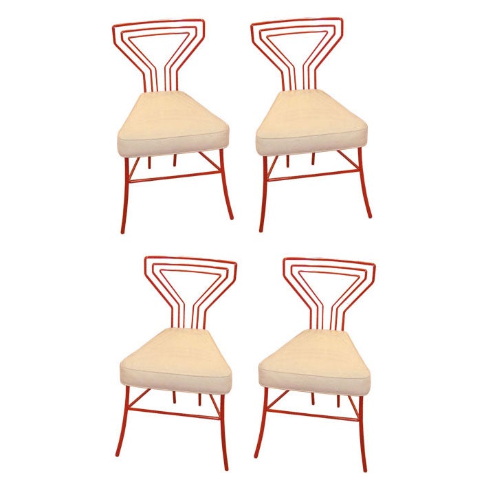 Red Enamel Chairs at 1stDibs