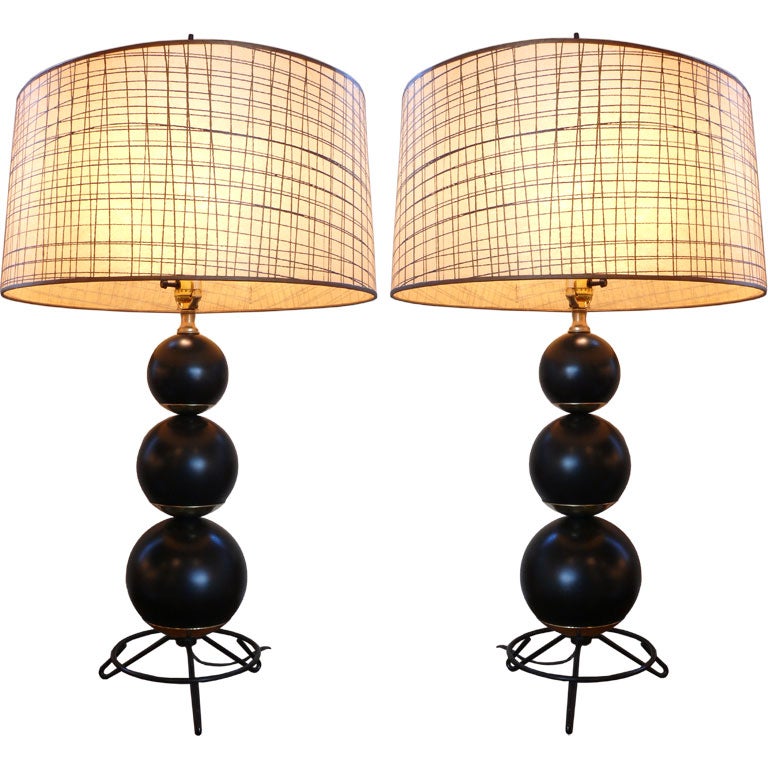Pair of MCM Spherical Lamps at 1stDibs