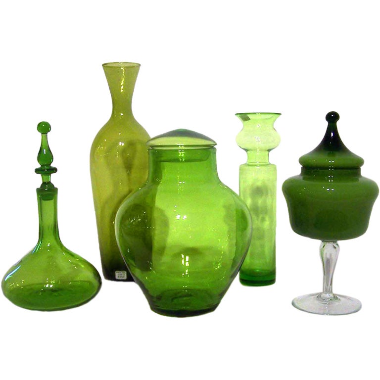 Collection of Green Mid-Century Glass; Priced Individually at 1stDibs