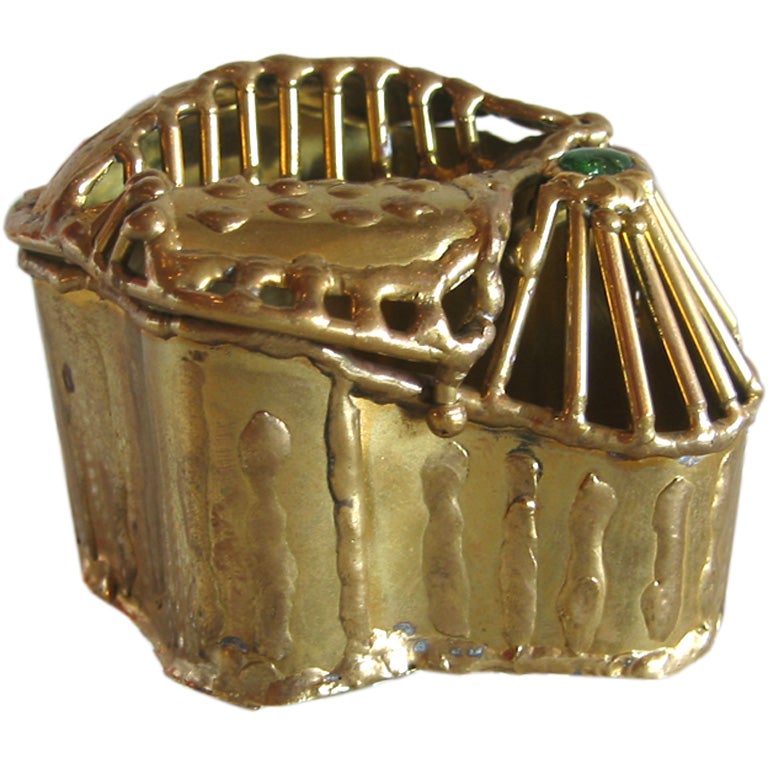 Moderne Mexican Handcrafted Brass Jewel Box at 1stDibs