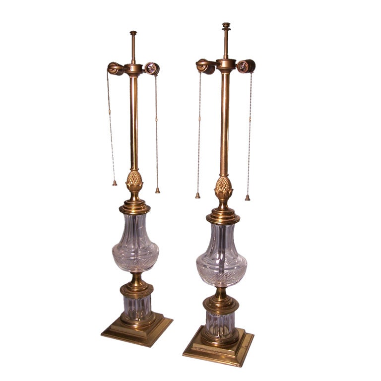 Pair of Tall Stiffel Cut Crystal Lamps w/ Pineapple Details at 1stDibs ...