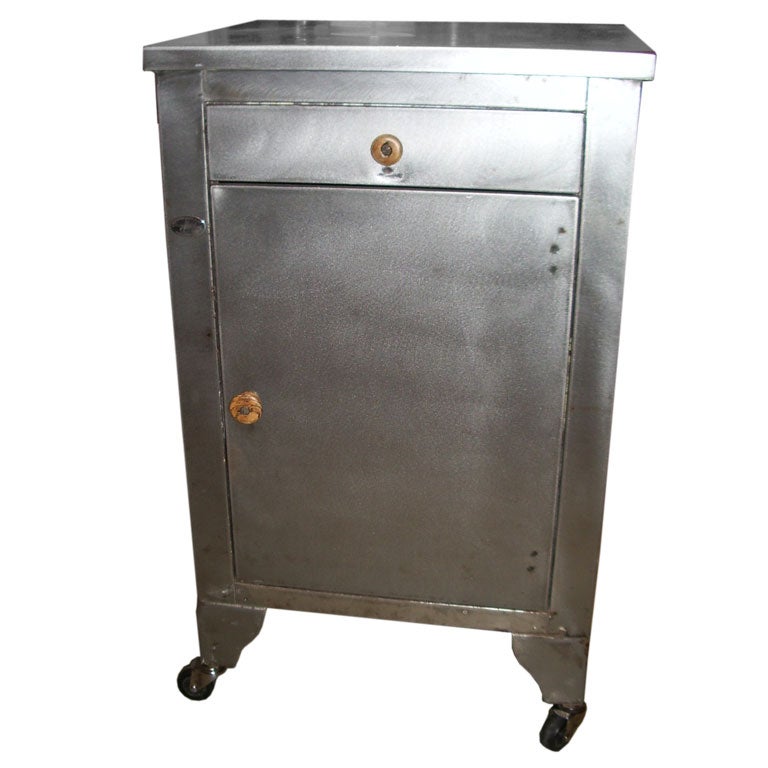 Polished metal side cabinet at 1stDibs