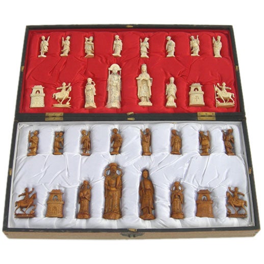 Finely Carved Ivory Chess Set at 1stDibs