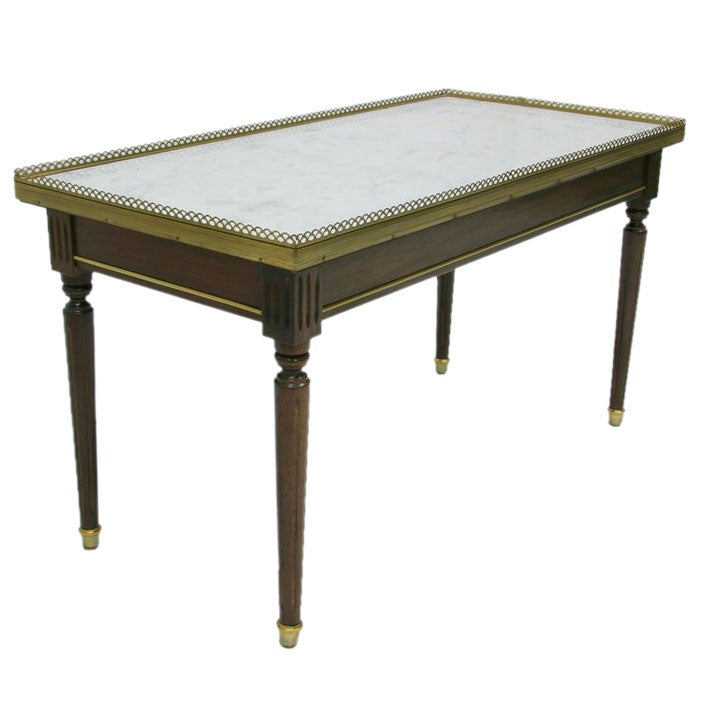 LOUIS XVI STYLE TABLE WITH BRONZE GALLERY REPRODUCTION at 1stDibs