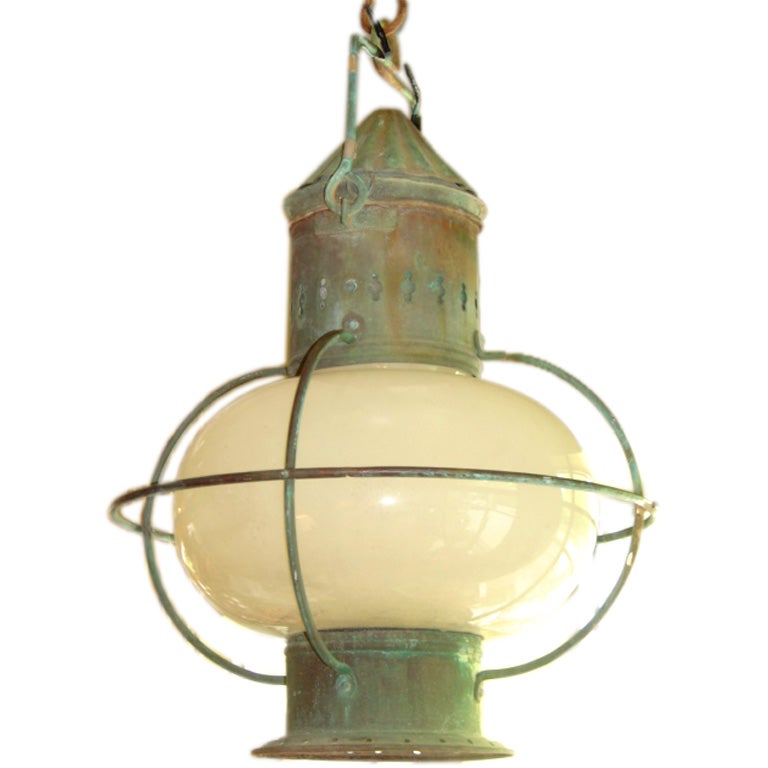 Massive vertigris copper lantern at 1stDibs