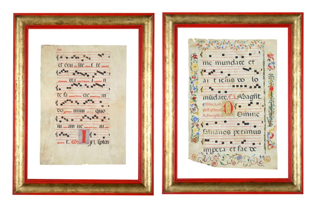 Pair of Illuminated Chants, on vellum at 1stDibs