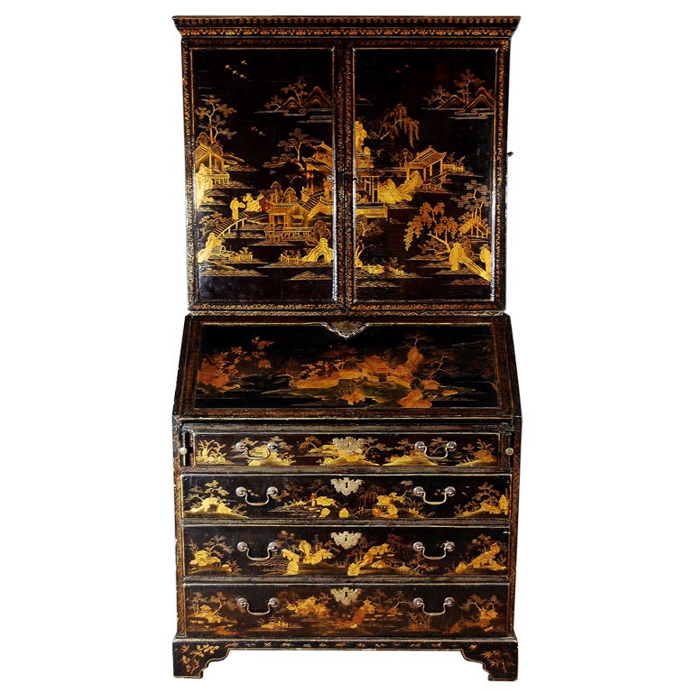An English Chinese Lacquer Fall Front Secretary at 1stDibs